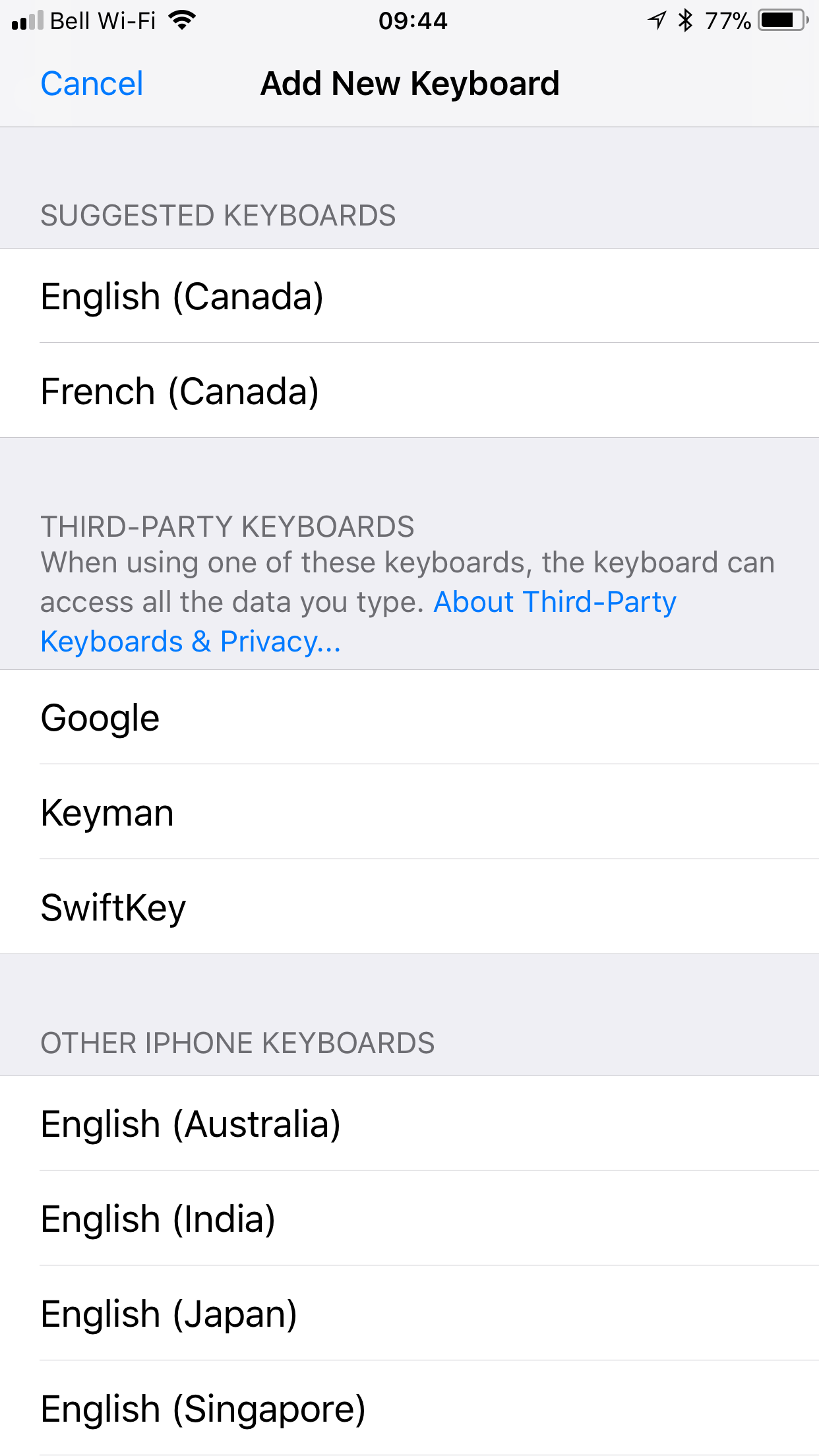 Typing Cree Syllabics on mobile devices