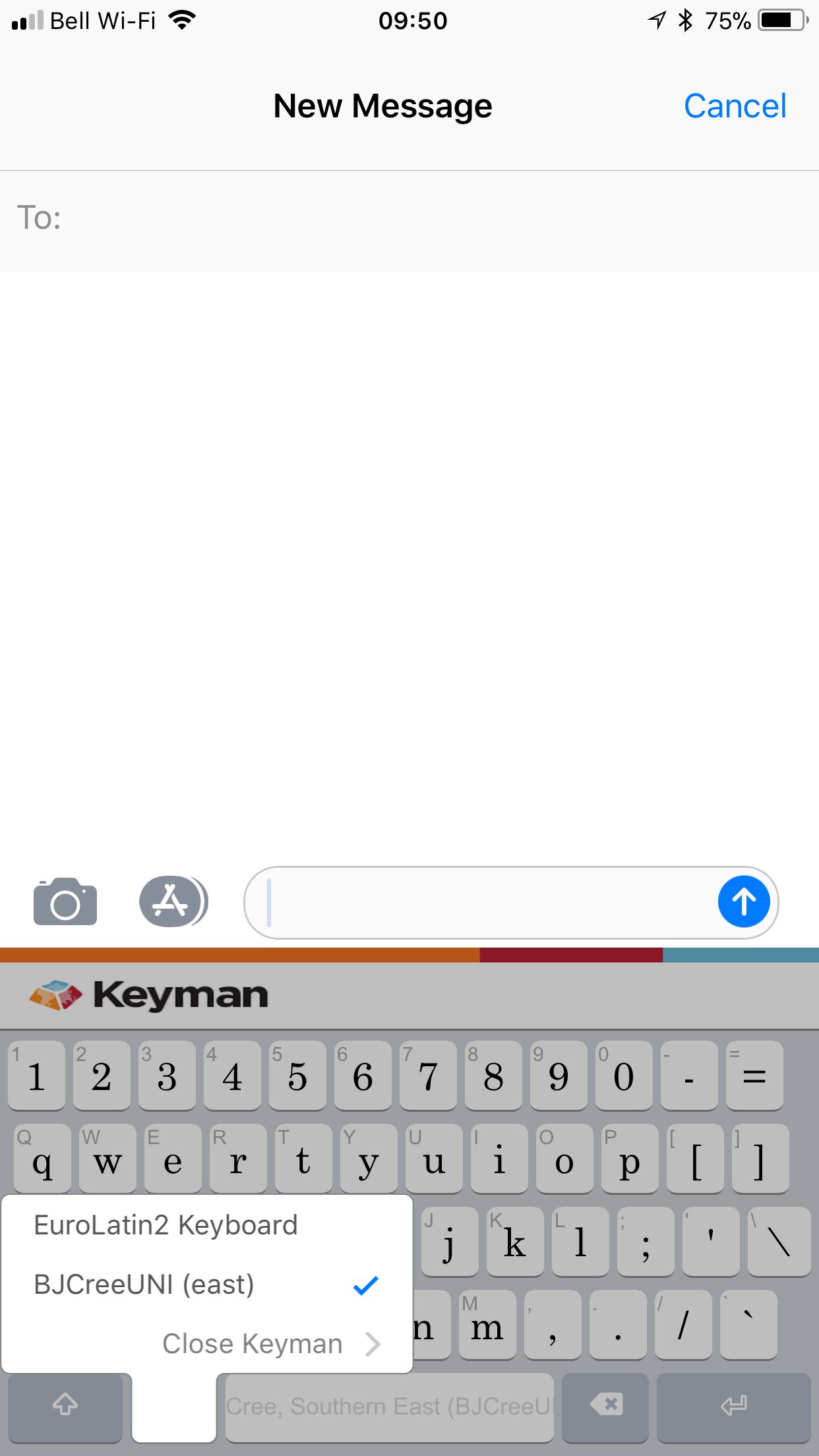 Typing Cree Syllabics on mobile devices
