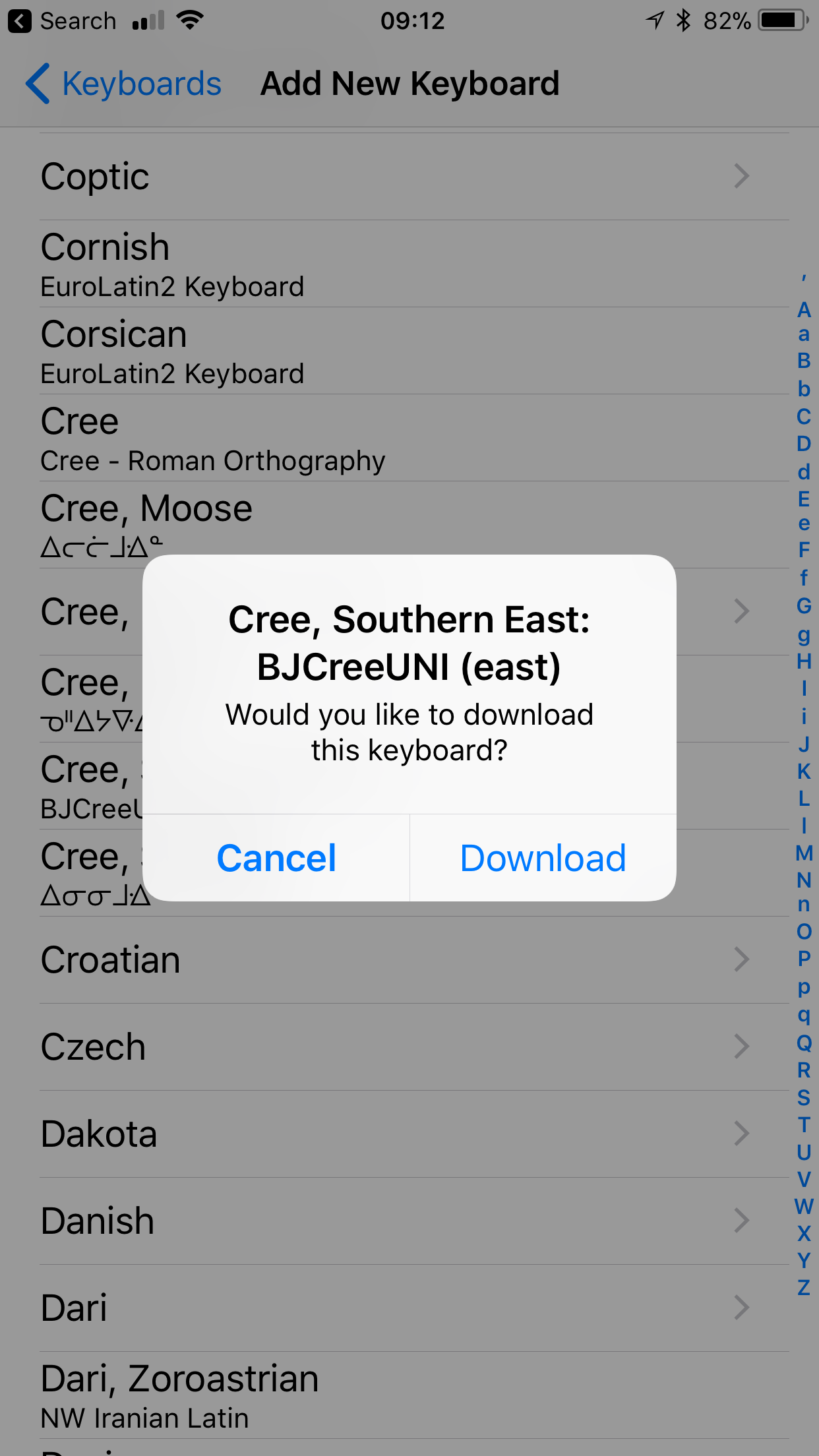 Typing Cree Syllabics on mobile devices